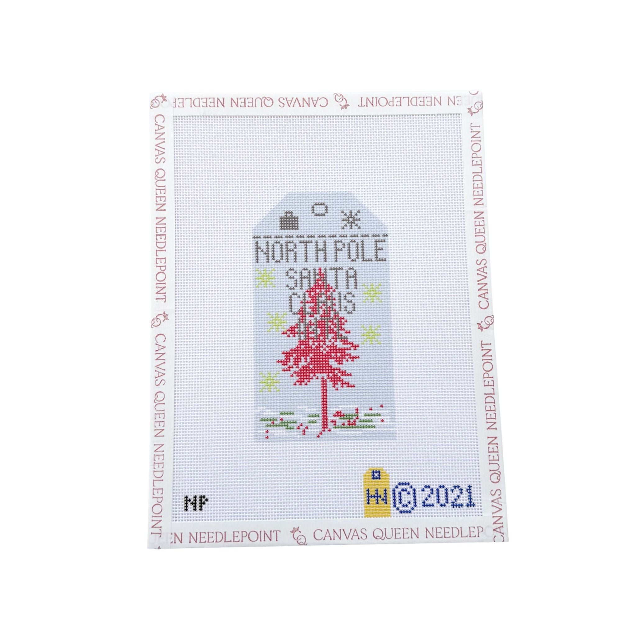 North Pole Retro Travel Tag – Canvas Queen Needlepoint