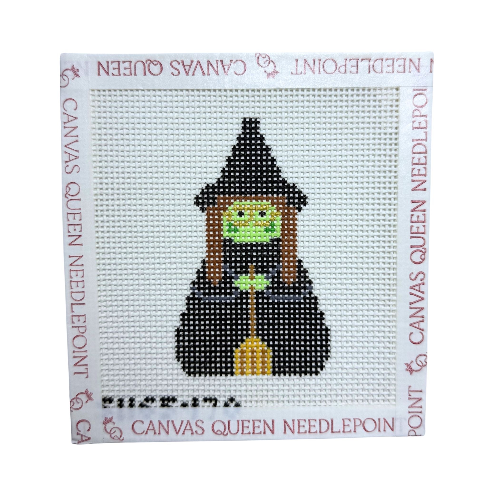 Green Face Witch Angel – Canvas Queen Needlepoint