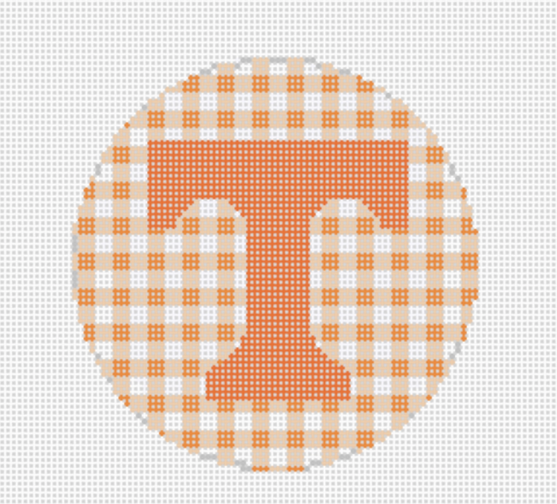 Tennessee Checkerboard Power T Round – Canvas Queen Needlepoint