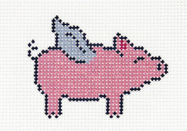 Mini Flying Pig – Canvas Queen Needlepoint